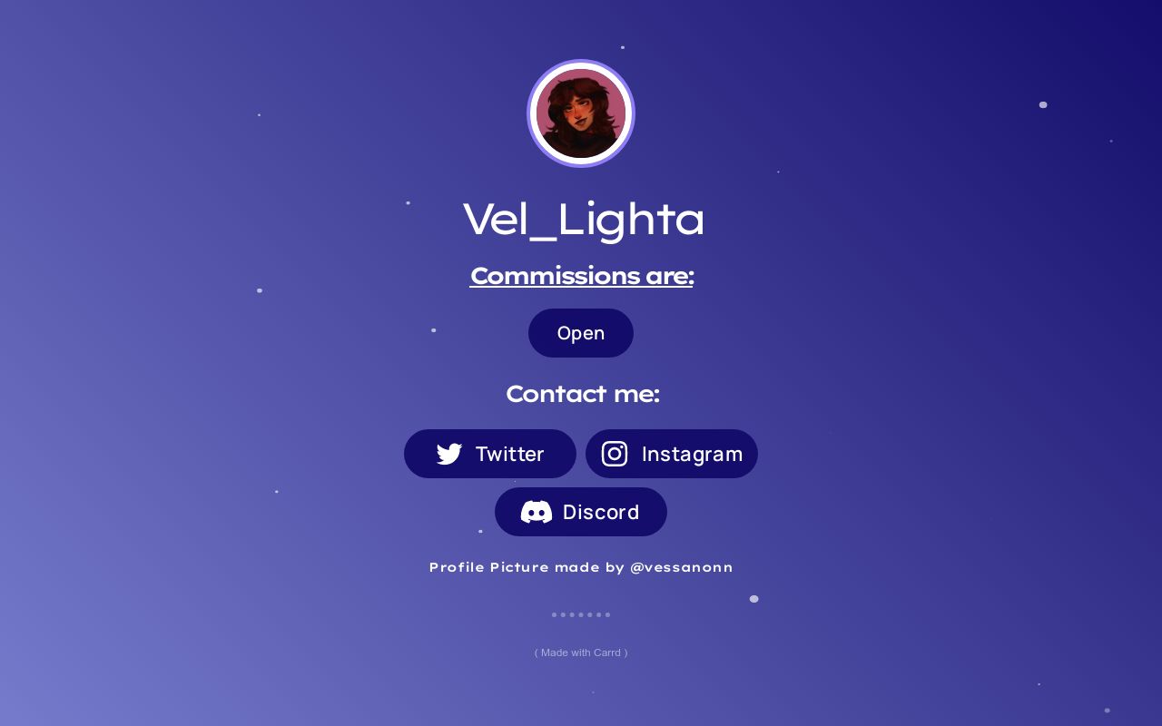 Vel Lighta's Commission Info and Social Media
